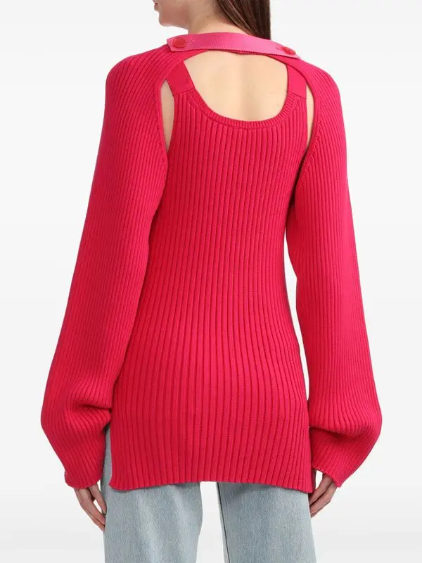 Helmut Lang Cut-out Ribbed Knit Jumper