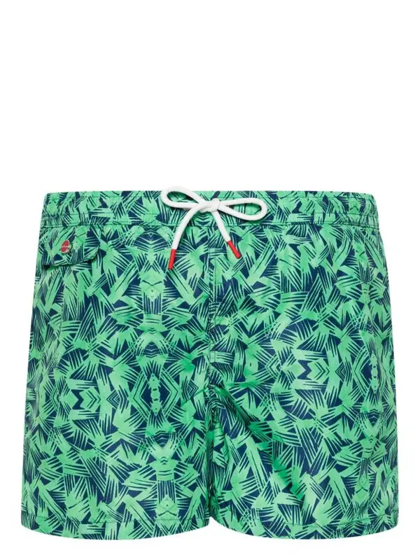 Kiton Graphic-print Swim Shorts - Green