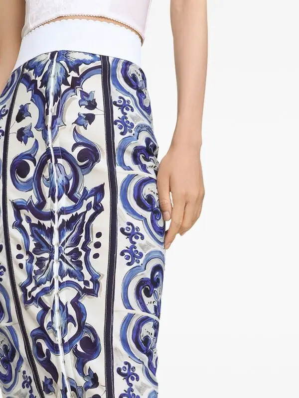 Dolce & Gabbana Majolica-print Midi Skirt - Blue