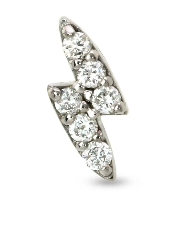 LARK & BERRY 14kt White Gold Diamond Lightning Strike Stud Earring - Silver