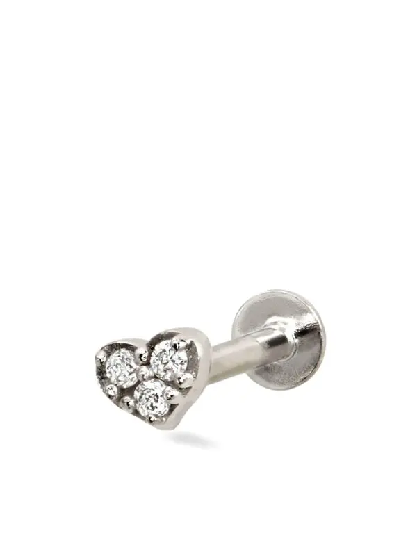 LARK & BERRY 14kt White Gold Mini Heart Diamond Stud Earring - Silver