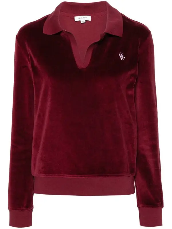 SPORTY & RICH Src Velour Polo Top