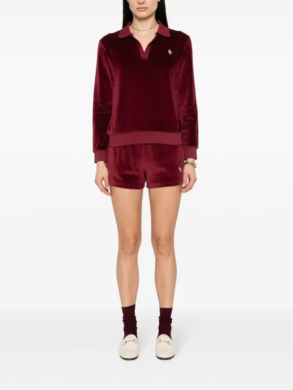 SPORTY & RICH Src Velour Polo Top
