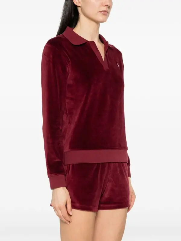 SPORTY & RICH Src Velour Polo Top