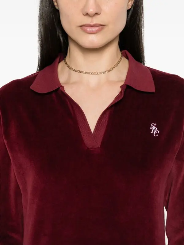 SPORTY & RICH Src Velour Polo Top