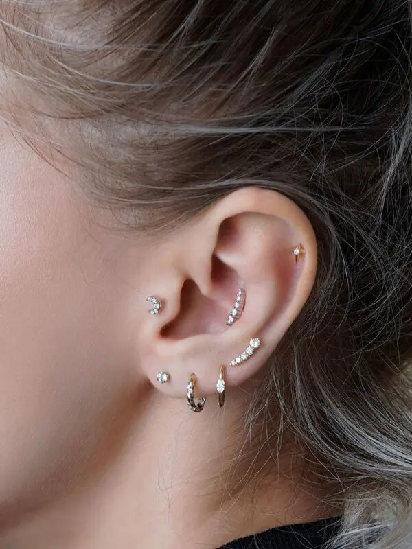 LARK & BERRY 14kt White Gold Diamond Stud Earring - Silver