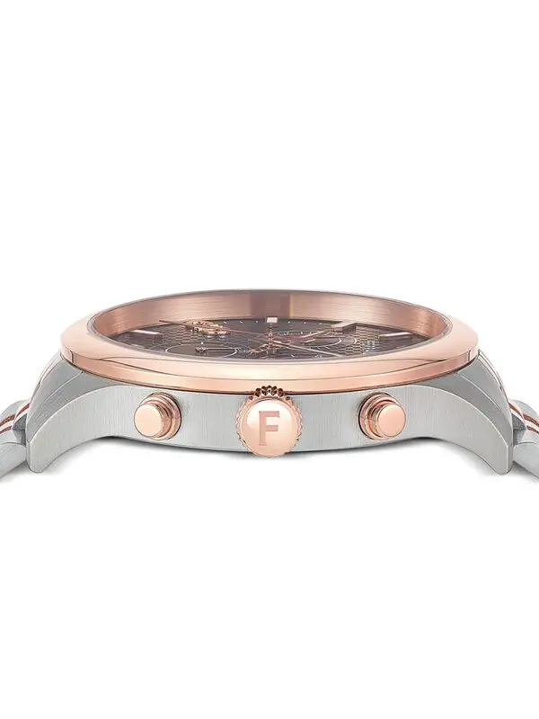FERRAGAMO Duo Chronograph Stainless Steel And Rose Gold-plated Watch - Brown