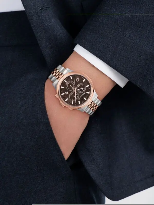 FERRAGAMO Duo Chronograph Stainless Steel And Rose Gold-plated Watch - Brown
