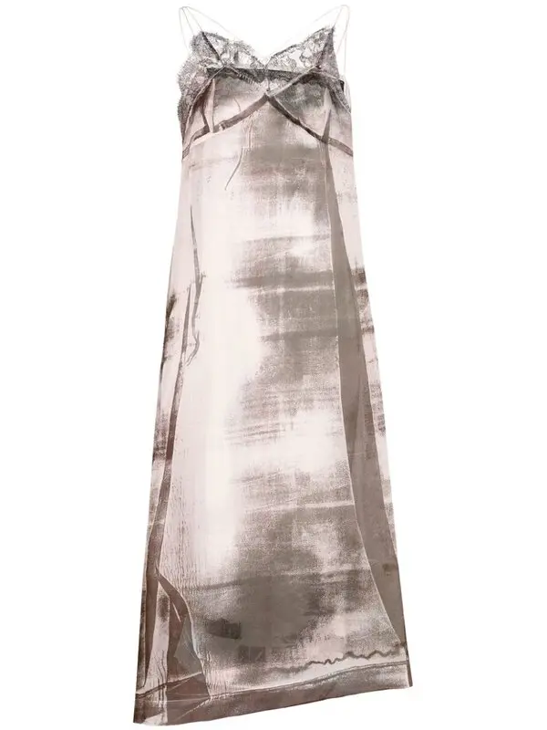 MAISON MARGIELA Freeze-frame Silk Midi Dress - Neutrals