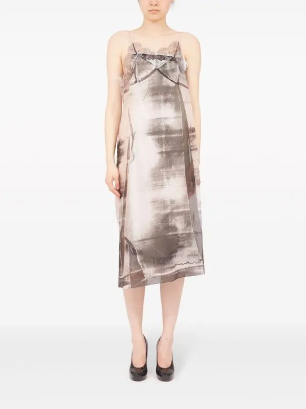 MAISON MARGIELA Freeze-frame Silk Midi Dress - Neutrals