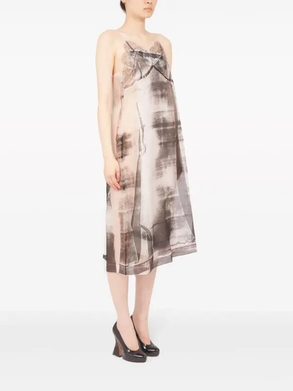 MAISON MARGIELA Freeze-frame Silk Midi Dress - Neutrals