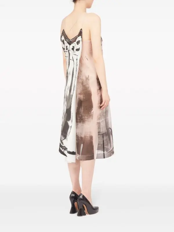 MAISON MARGIELA Freeze-frame Silk Midi Dress - Neutrals