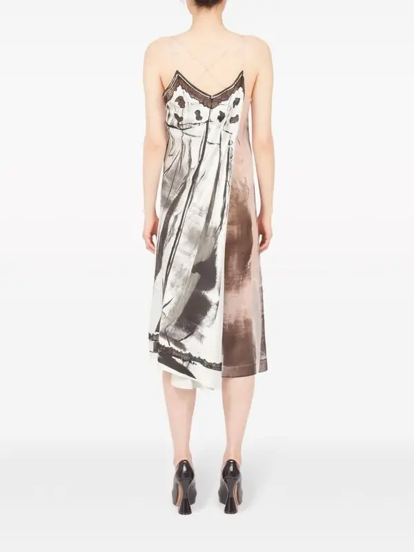 MAISON MARGIELA Freeze-frame Silk Midi Dress - Neutrals