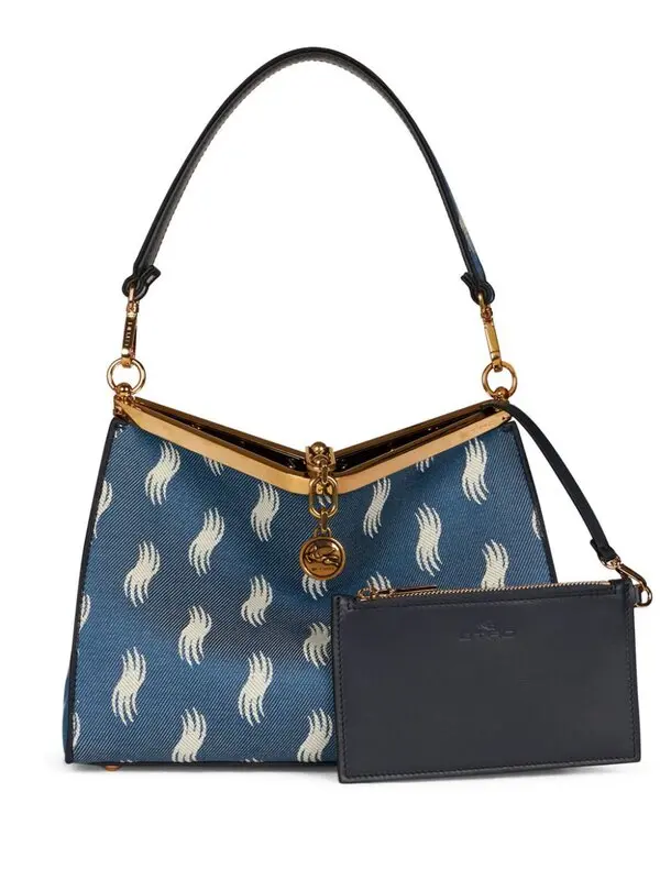 Etro Medium Vela Denim Shoulder Bag - Blue