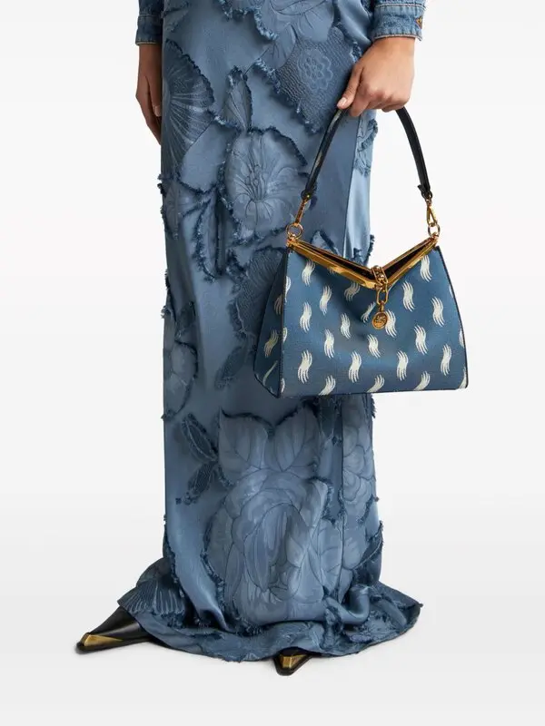 Etro Medium Vela Denim Shoulder Bag - Blue