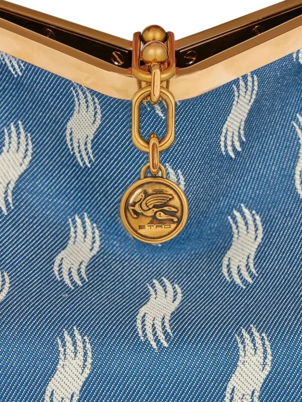Etro Medium Vela Denim Shoulder Bag - Blue