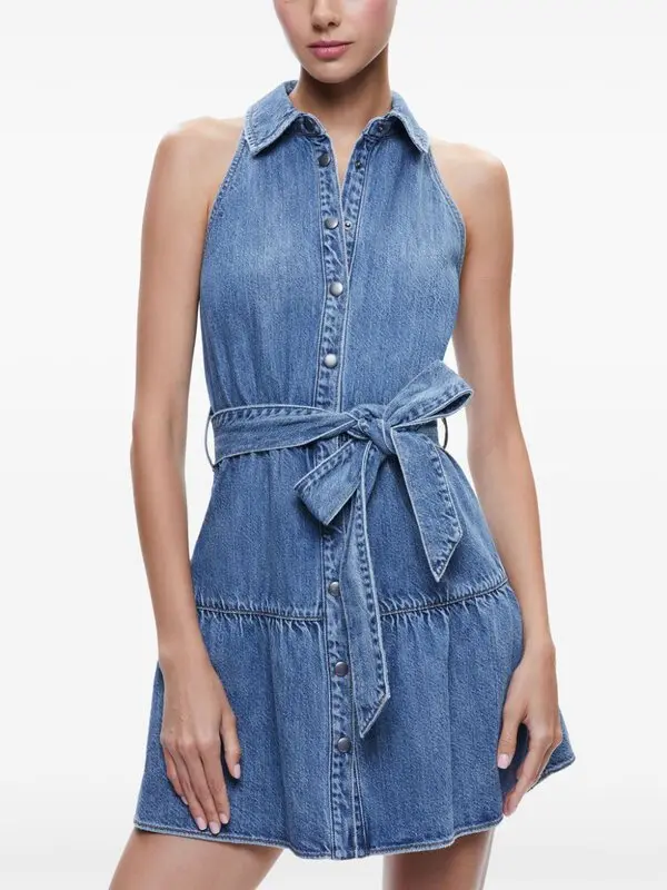 white christmas dresses Alice and Olivia Miranda Denim Mini Shirt Dress
