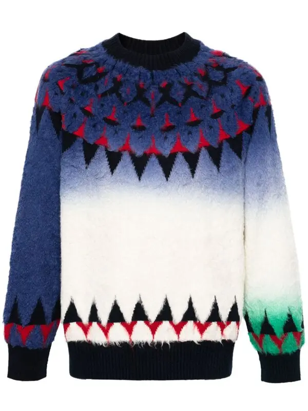 Sacai Patterned Jacquard Knitted Jumper