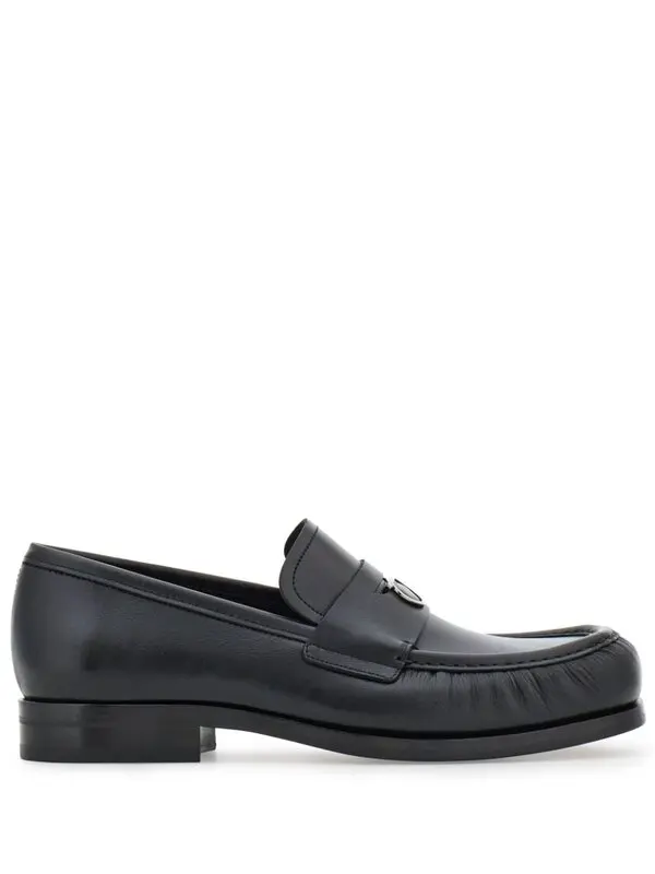 FERRAGAMO Gancini-plaque Leather Loafers