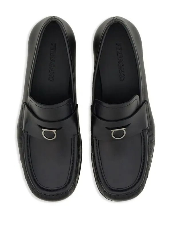 FERRAGAMO Gancini-plaque Leather Loafers