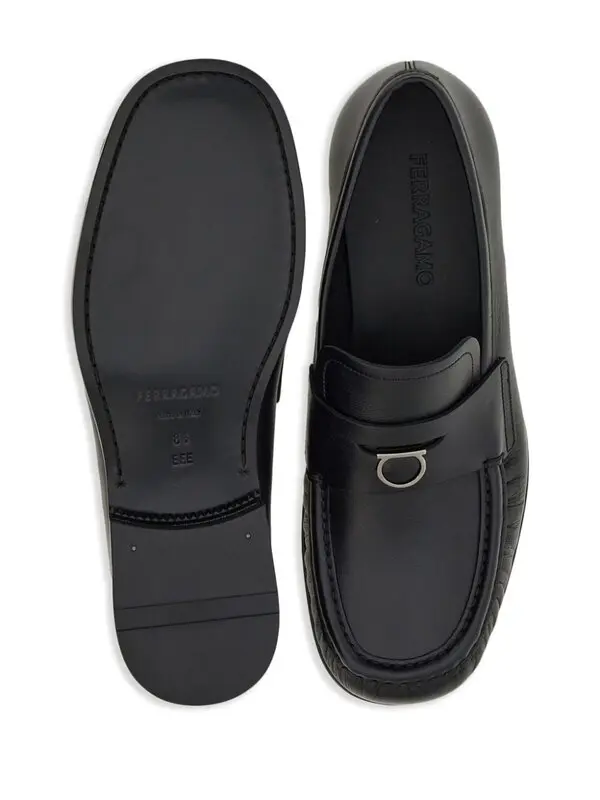 FERRAGAMO Gancini-plaque Leather Loafers