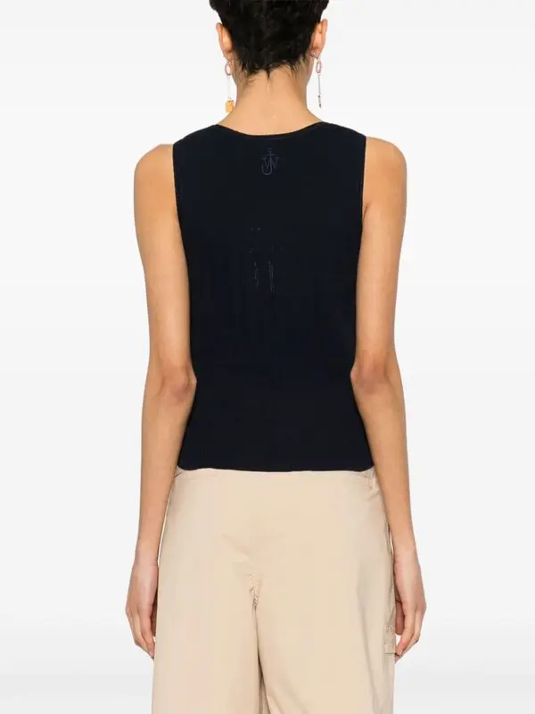 JW Anderson Sleeveless Pointelle-knit Top - Blue