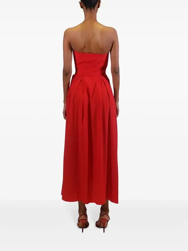 Azeeza Ezra Strapless Silk Midi Dress - Red