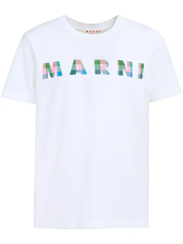Marni Gingham Logo-print Cotton T-shirt