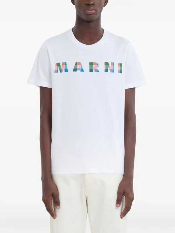 Marni Gingham Logo-print Cotton T-shirt