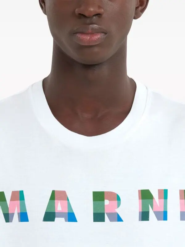 Marni Gingham Logo-print Cotton T-shirt