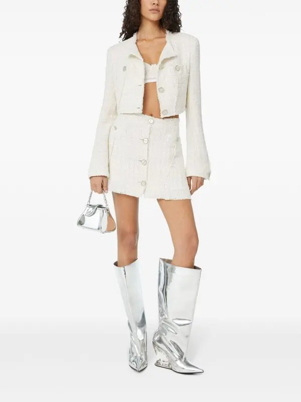 Gcds Tweed Mini Skirt - White