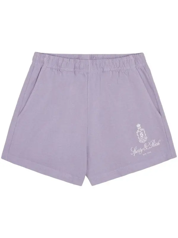 Sporty & Rich Vendome Logo-embroidered Shorts - Purple
