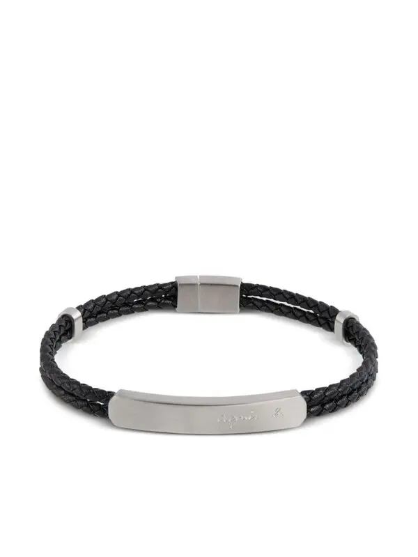 AGNÈS B. Logo-engraved Leather Bracelet - Silver