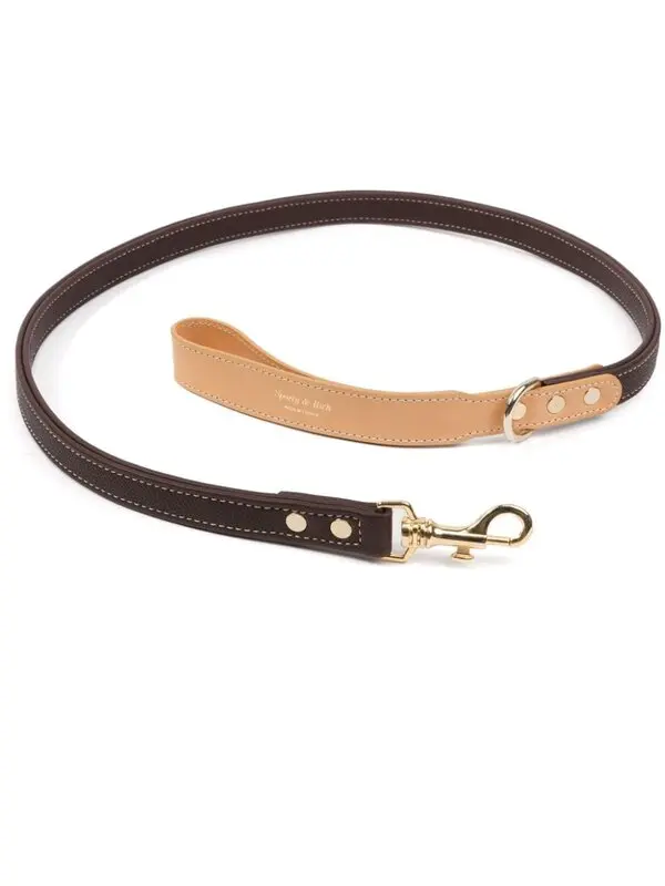 SPORTY & RICH Logo-stamp Leather Dog Leash - Brown