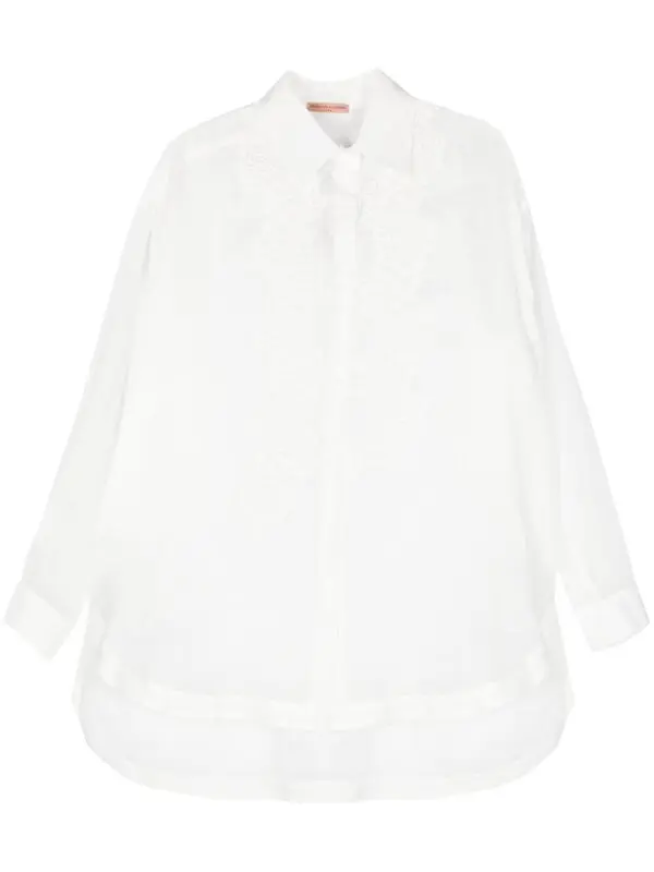 Ermanno Scervino Floral Embroidery Poplin Shirt - White