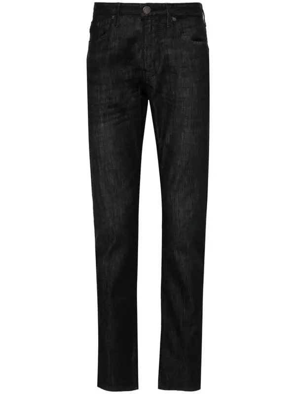 Emporio Armani Mid-rise Slim-fit Jeans - Black
