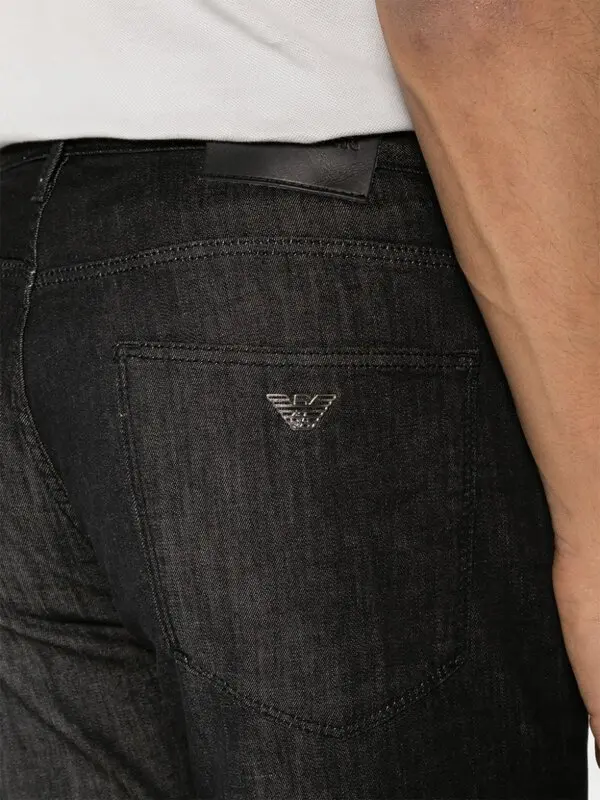 Emporio Armani Mid-rise Slim-fit Jeans - Black