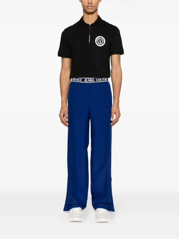 Versace Logo-waistband Wide-leg Trousers