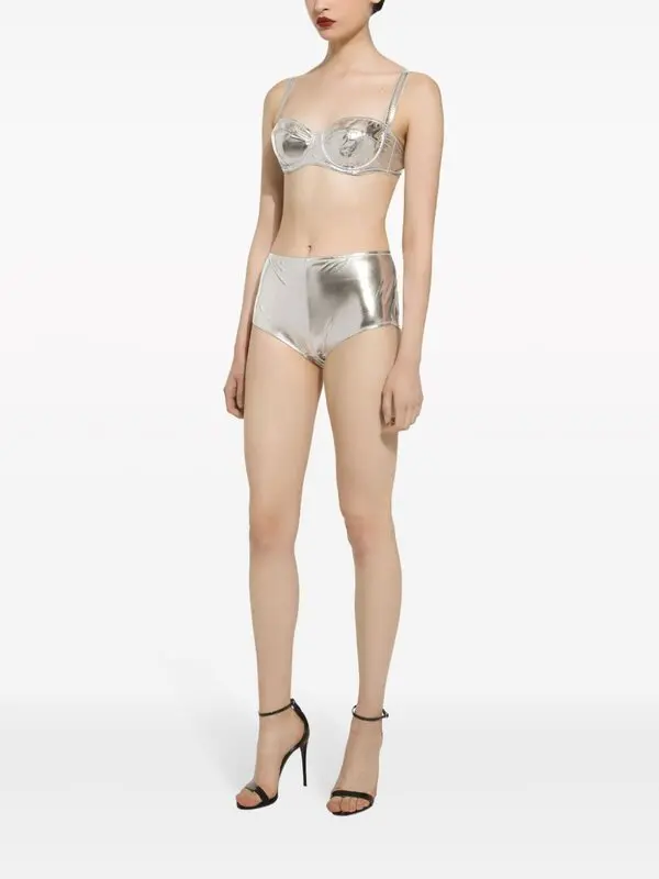 Dolce & Gabbana Metallic Balconette Bra - Silver