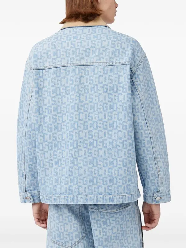 Gcds Monogram-print Denim Jacket - Blue