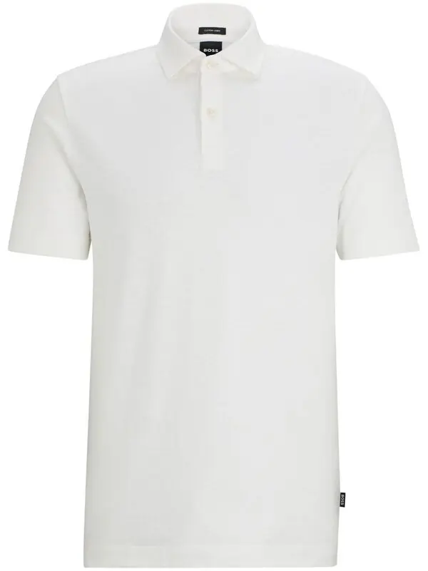BOSS Cotton-linen Mélange Polo Shirt - White