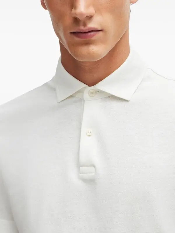 BOSS Cotton-linen Mélange Polo Shirt - White