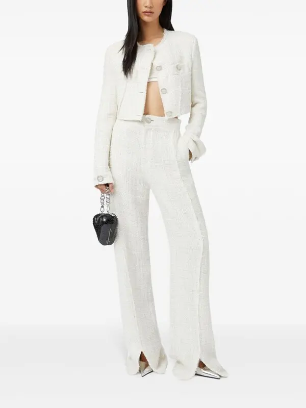 Gcds Sequin-embellished Tweed Trousers - White