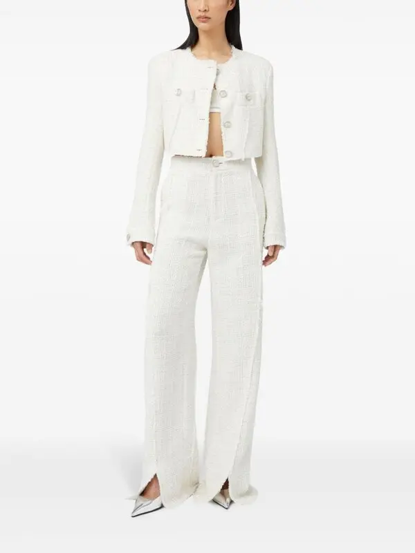 Gcds Sequin-embellished Tweed Trousers - White