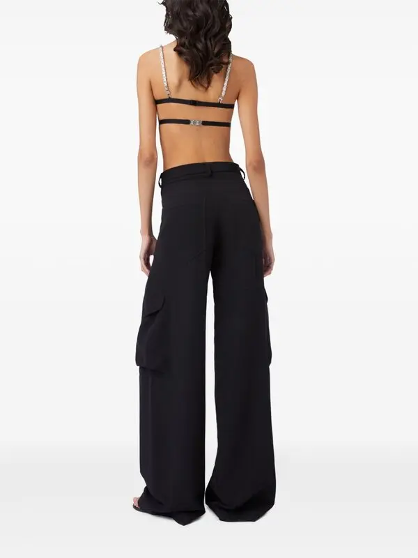 Gcds High-waisted Gabardine Cargo Trousers