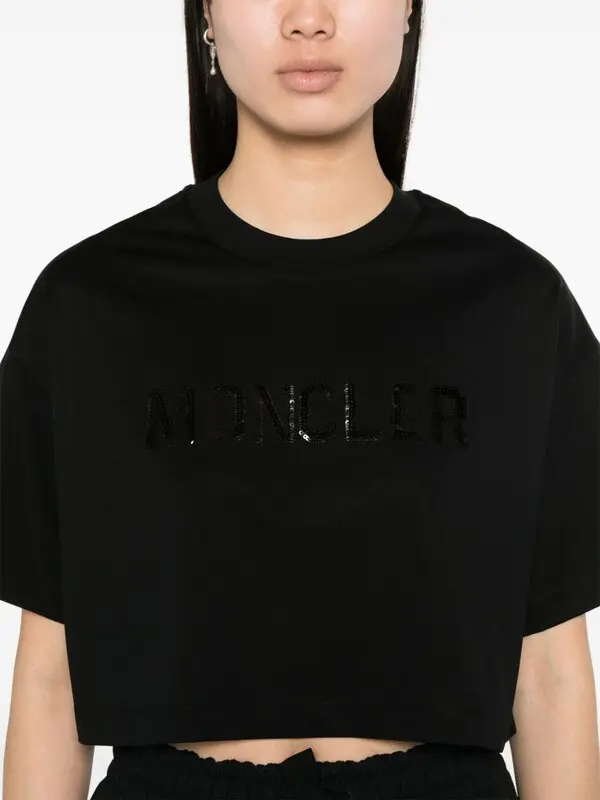 Moncler Sequin-logo Cropped T-shirt