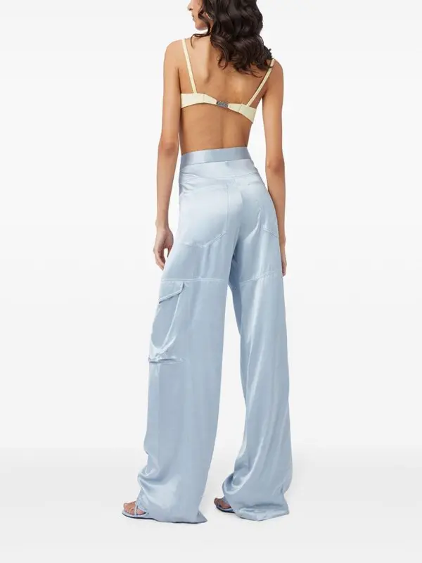 Gcds High-waisted Satin Cargo Trousers