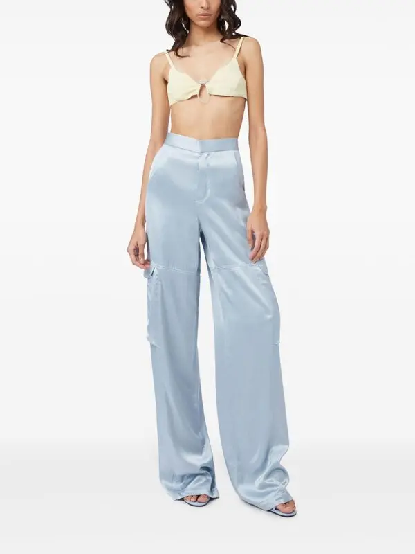 Gcds High-waisted Satin Cargo Trousers