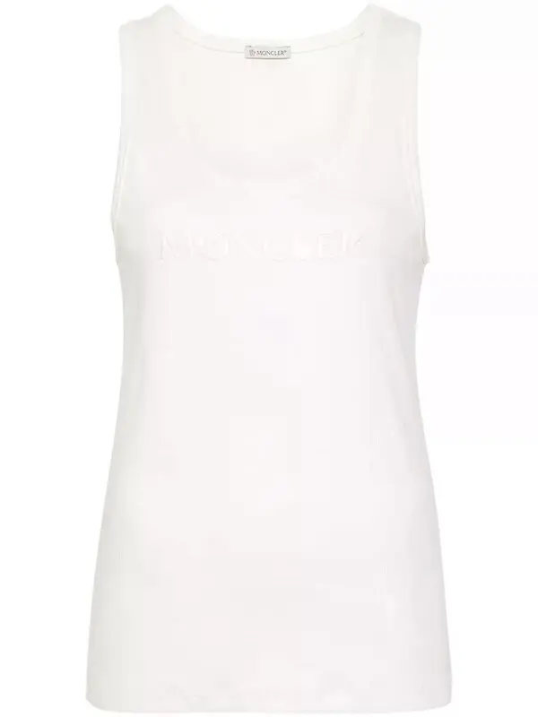 Moncler Logo-embroidered Tank Top - White