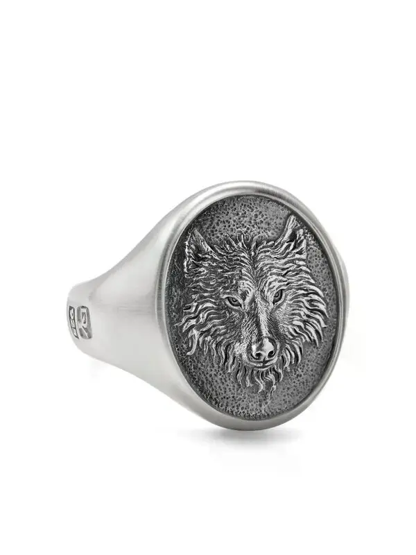 David Yurman Sterling Petrus Wolf Signet Ring - Silver